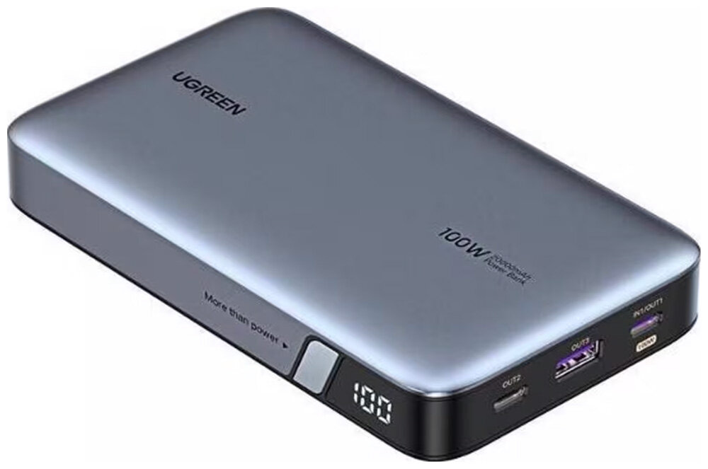 Внешний аккумулятор Ugreen PB720 (25188), PD 100W, Power Bank 20000mAh. Цвет: серый
