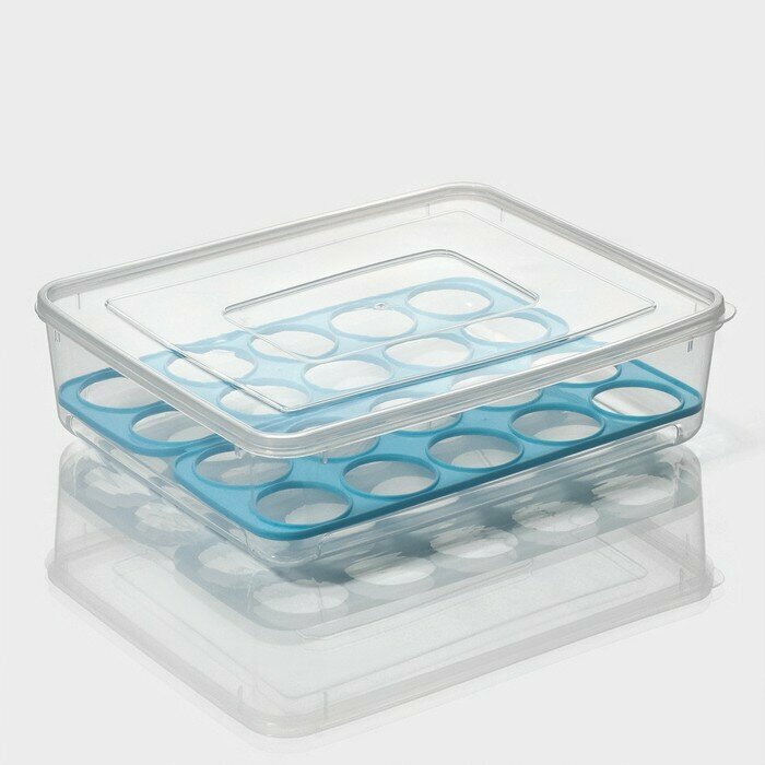 Контейнер для хранения яиц, 20 ячеек, 27,5×22×7 см, цвет микс, 3785124