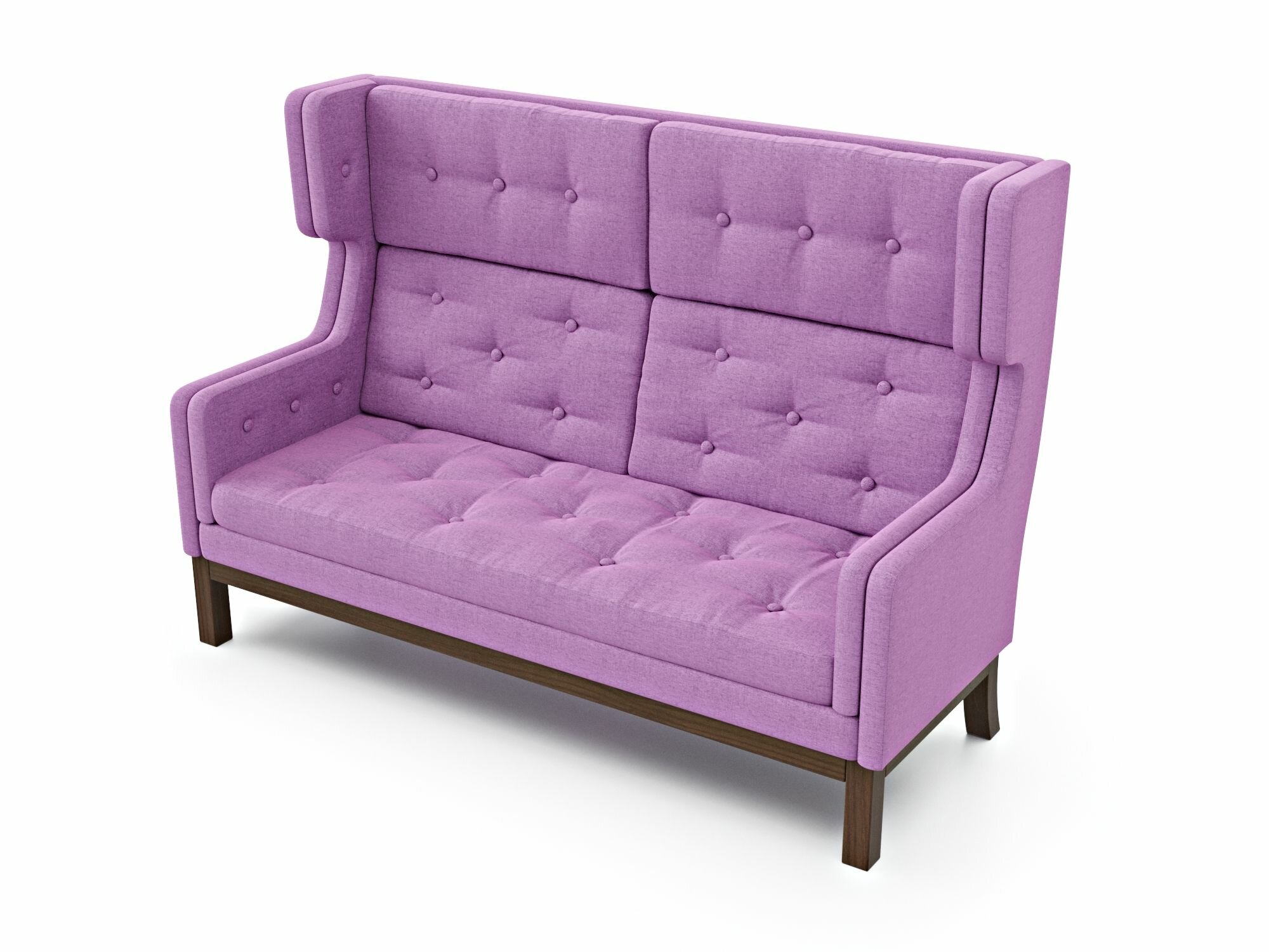 Диван прямой Arsko Айверс Хай, фиолетовый-орех, рогожка, трехместный, в гостиную, в прихожую, на балкон, на ножках