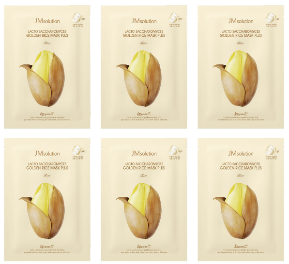 Маска тканевая JMsolution выравнивающая тон кожи с золотом, рисом и лактобактериями, Lacto Saccharomyces Golden Rice Mask, 30 мл, 6 шт