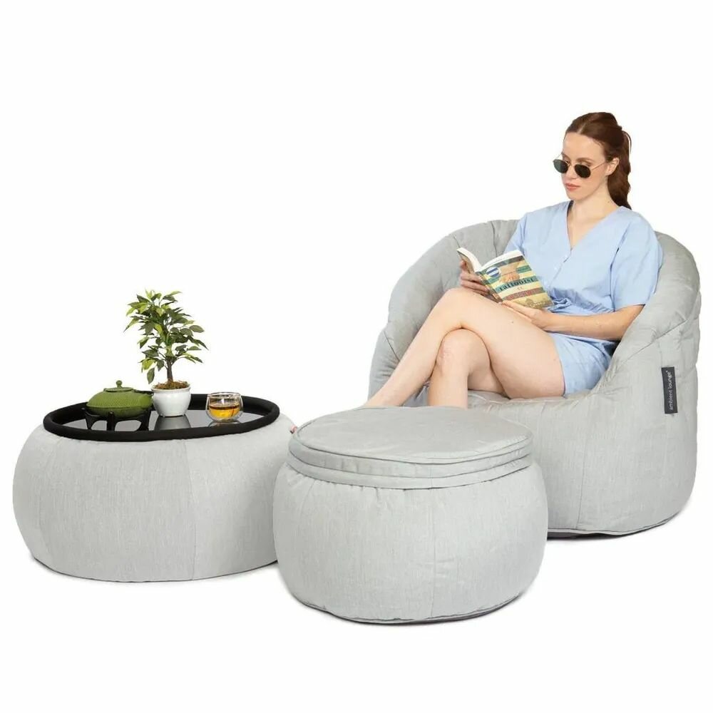 Кресло со столиком для дачи Contempo Package - Maldives Grey (оксфорд, серый) - садовая уличная мебель для террасы, веранды, беседки, бассейна