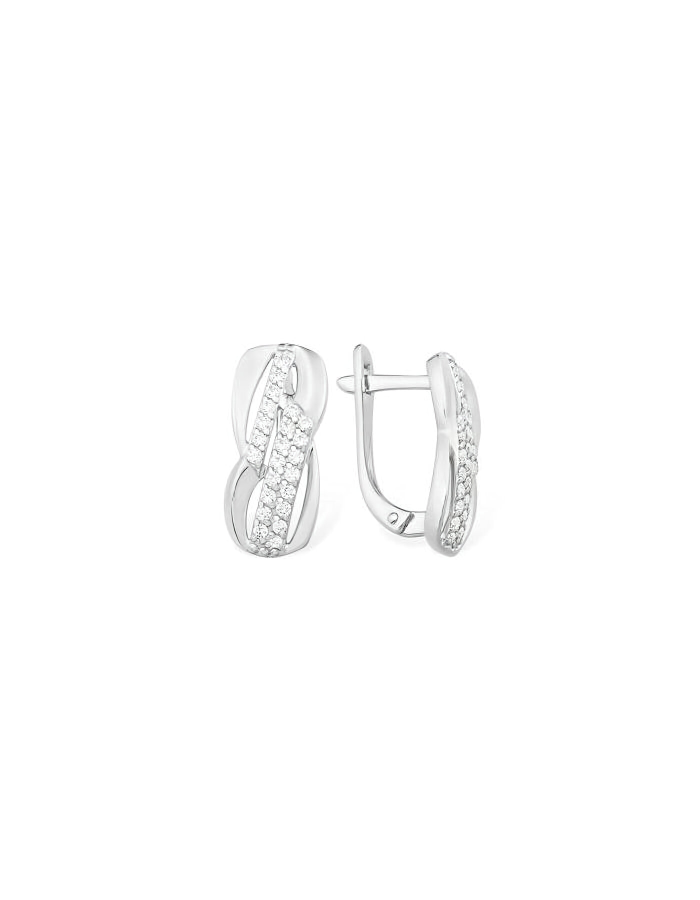 Серьги, серебро, 925 проба, родирование, фианит