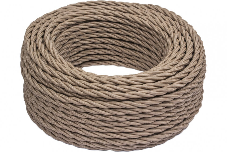 Ретро витой провод BIRONI 2х2,5, капучино (матовый), 50 метров