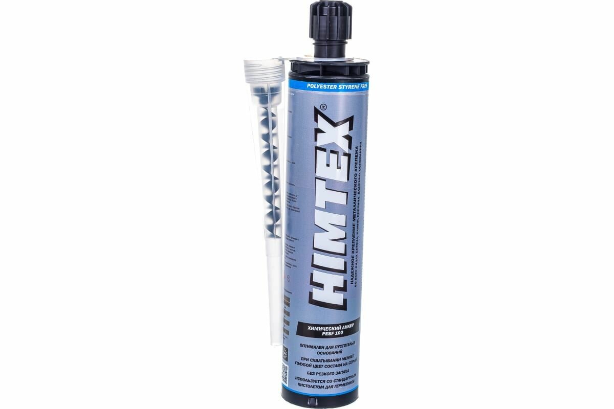 Химический анкер HIMTEX PESF 300 мл, полиэстер, для пустотелых оснований и бетона + 1 насадка CAN150300