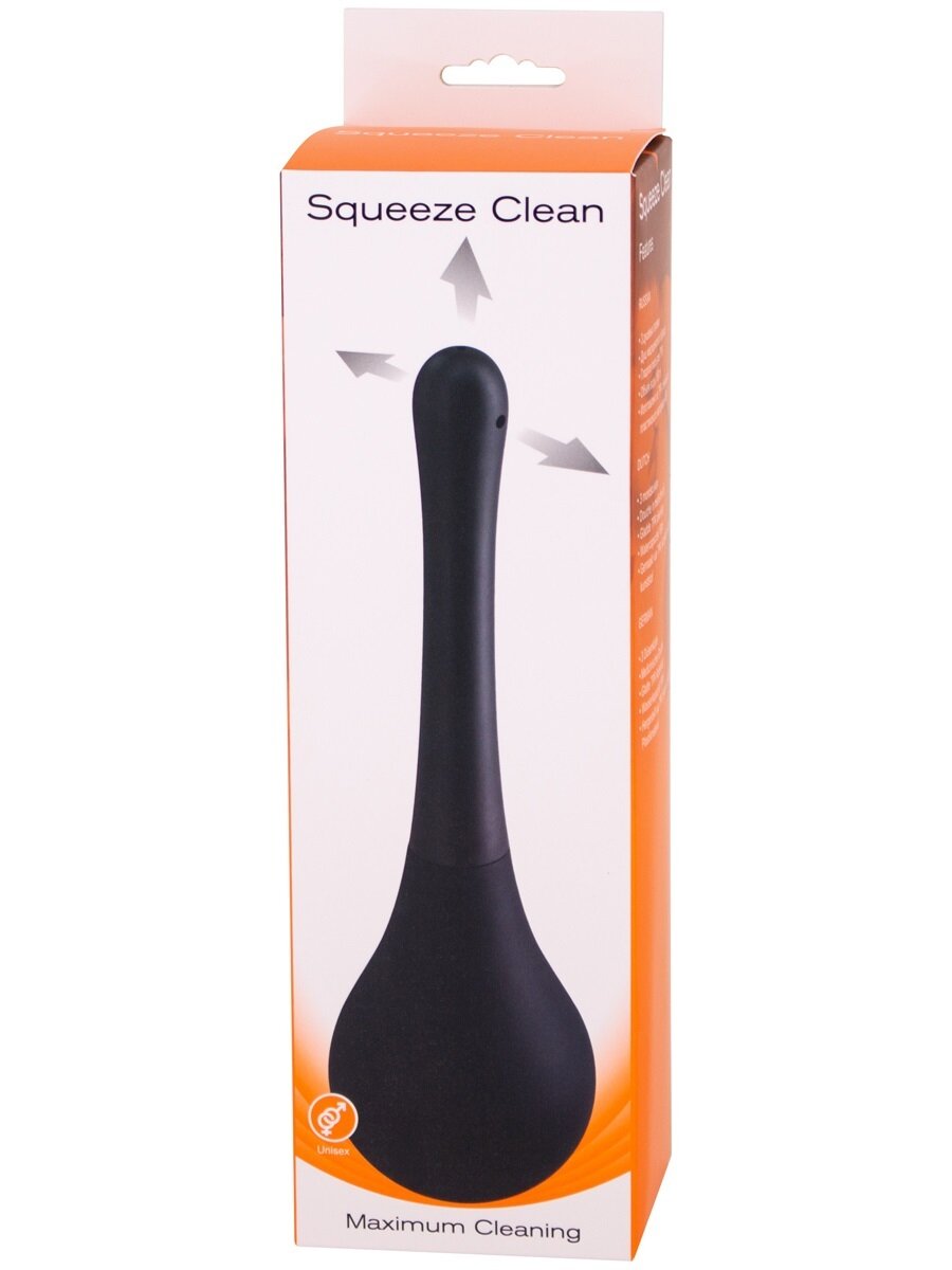 Анальный душ "SQUEEZE CLEAN BLACK" 13см