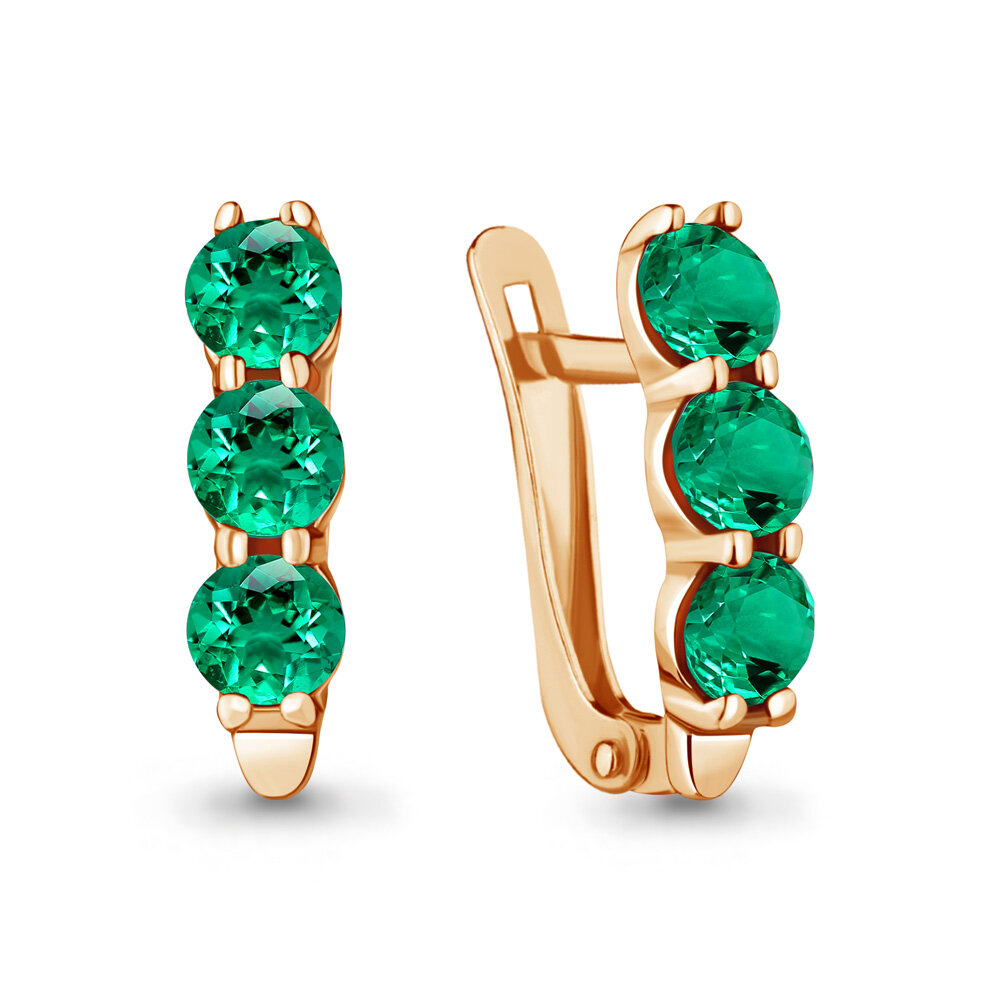 Серьги, серебро, 925 проба, золочение, изумруд синтетический