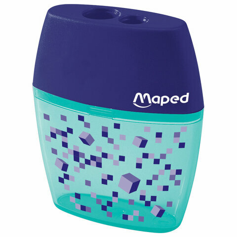 20 шт. Точилка с контейнером MAPED (Франция) "Pixel Party", 2 отверстия, яркий цвет корпуса, 035023