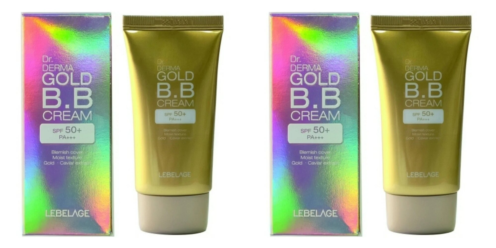 BB-крем Lebelage увлажняющий с золотом Dr. Derma Gold BB Cream Spf 50+ Pa+++, 30 мл, 2 шт