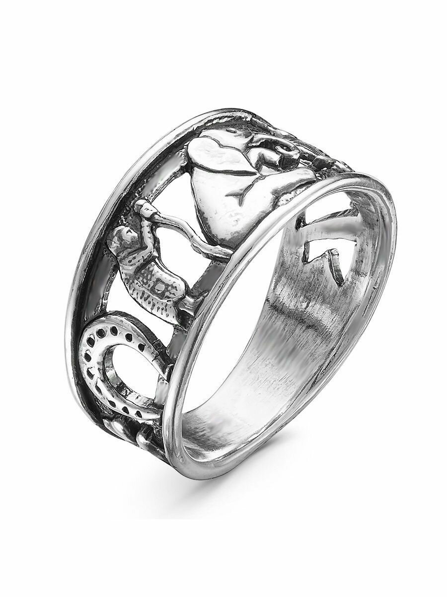 Кольцо, серебро, 925 проба, оксидирование