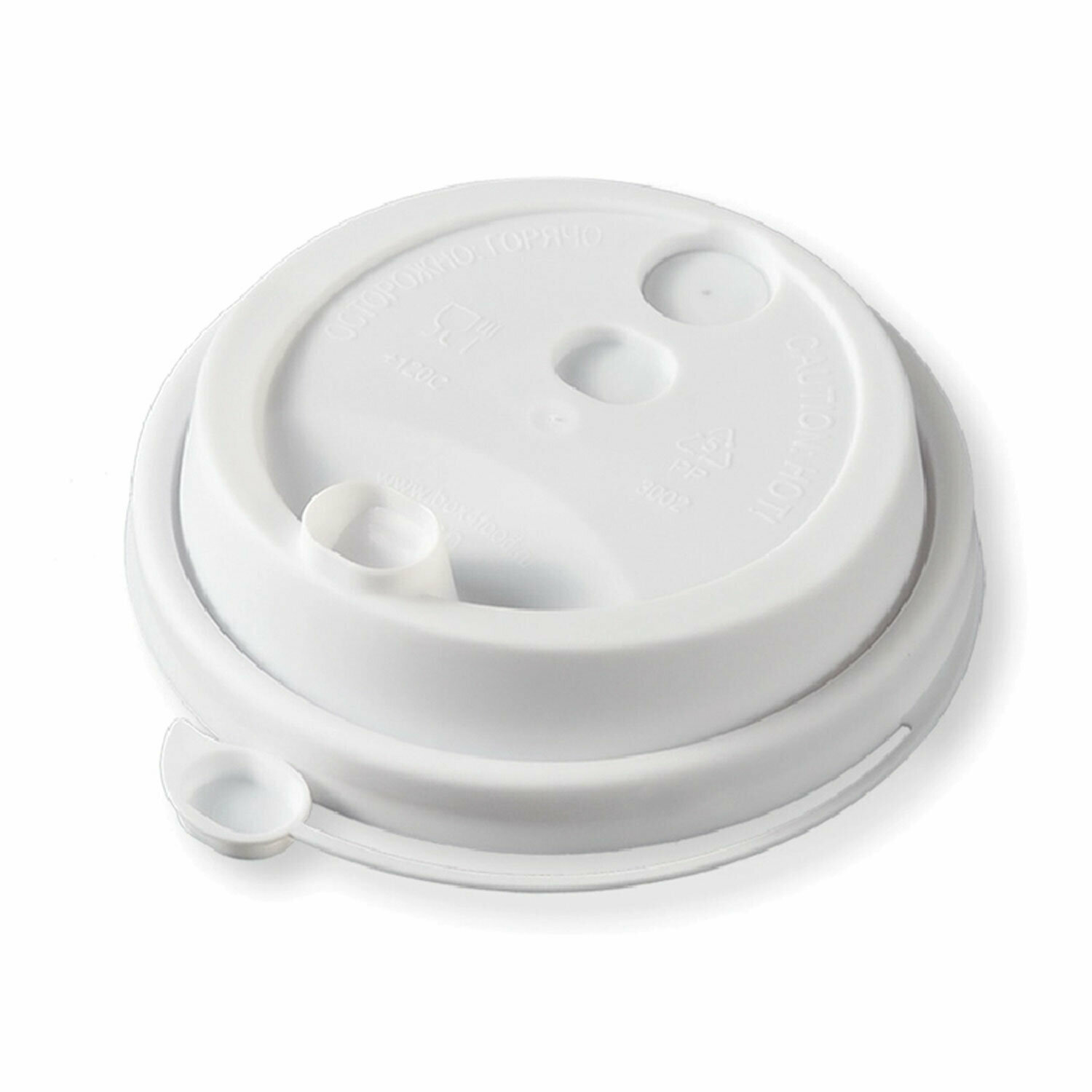 Упаковка 1000 шт. Крышка с питейником для бумажного стакана, диаметр 90 мм, матовая, белая, полипропилен, взлп, 3001М/Б