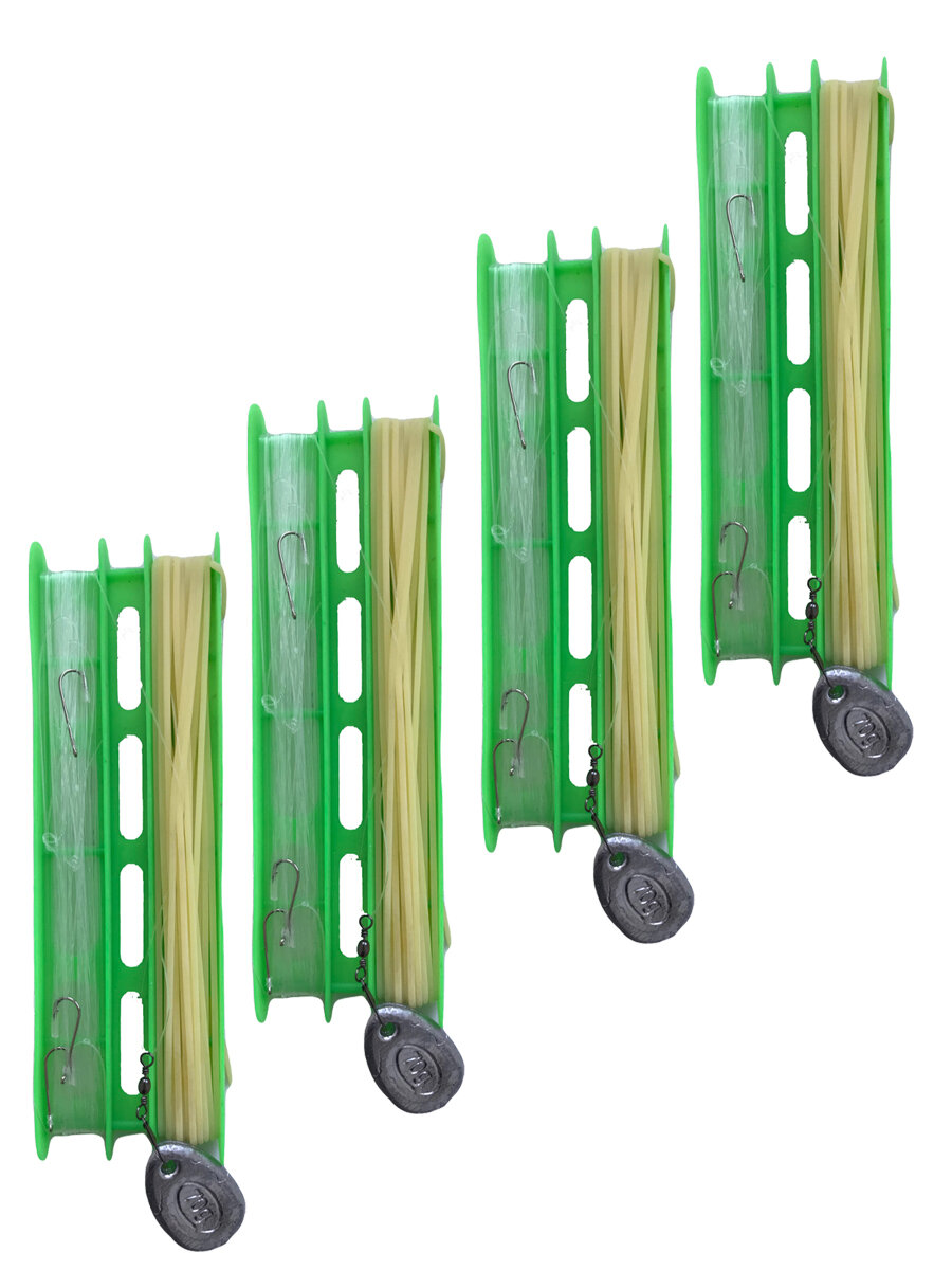 Донка-резинка для рыбалки в сборе, груз 70 гр. Набор - 4 донки.