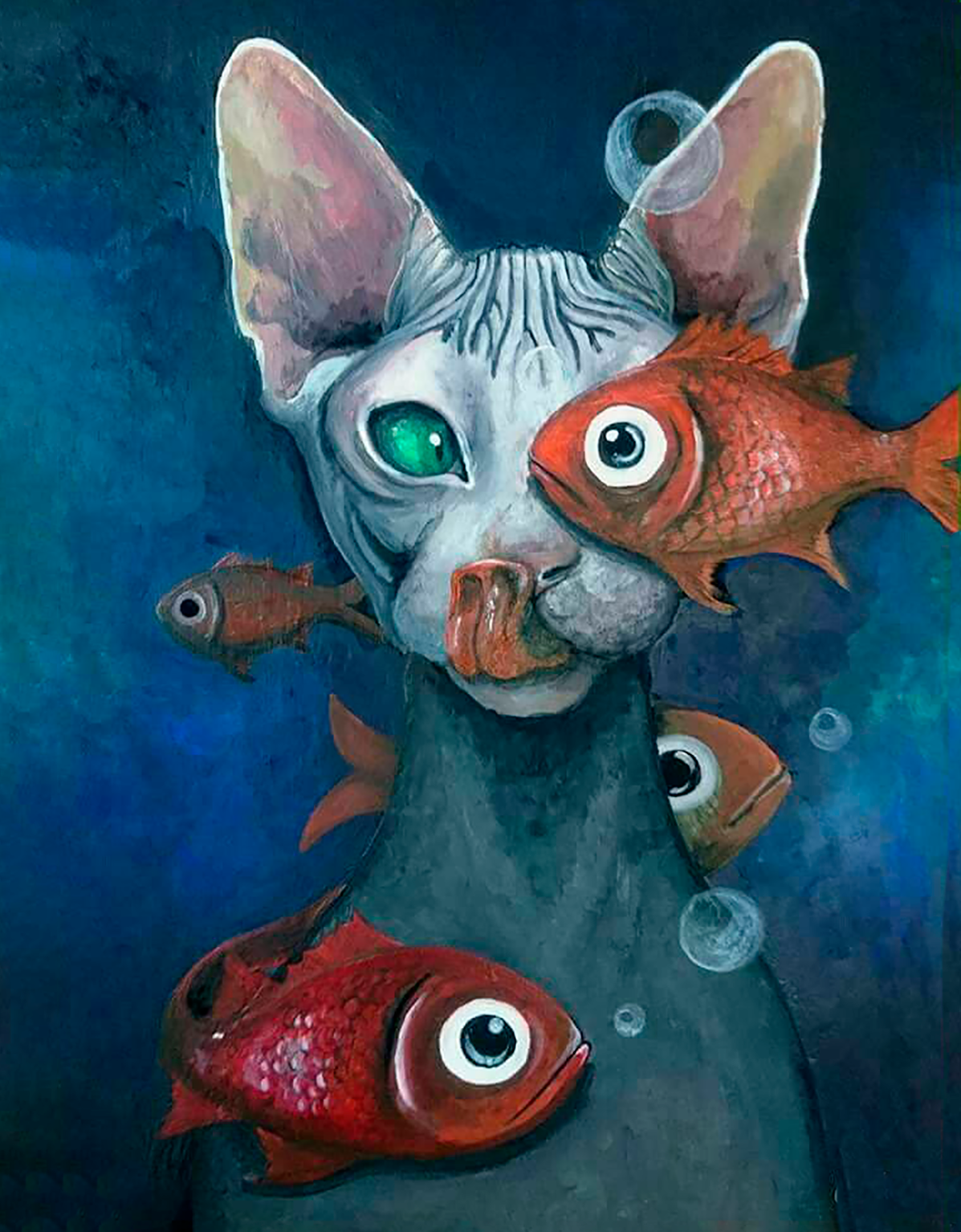 Картина по номерам "Сфинкс и рыбки" 40х50 см, хлопковый холст на подрамнике, акрил, АртТойс