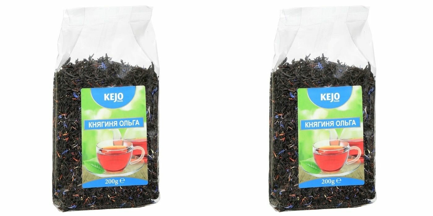 Kejo foods Чай черный , княгиня Ольга, с ягодами красной смородины, лепестки сафлора, василька, 200 гр, 2 уп.