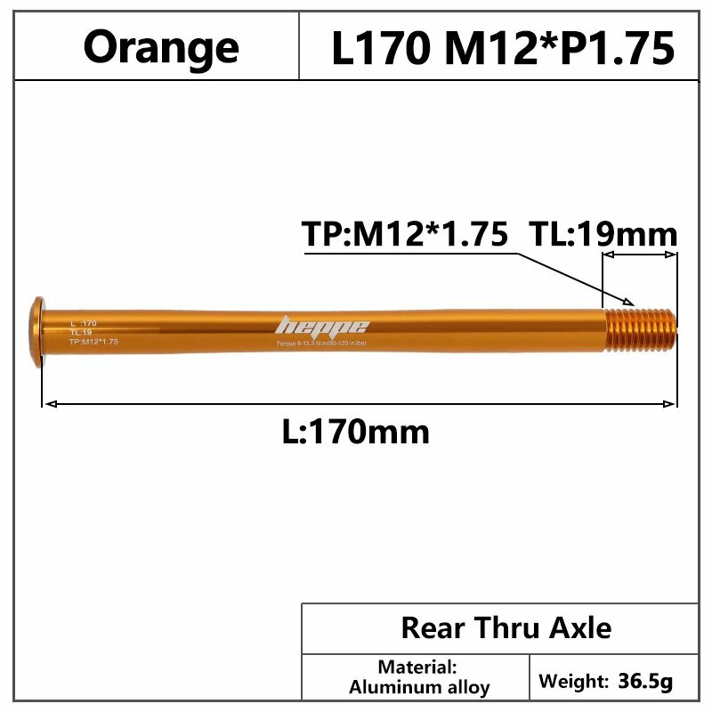 HEPPE сквозная ось для велосипеда оранжевая L170 M12x1.75
