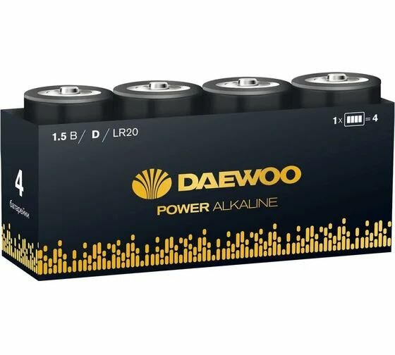 Алкалиновая батарейка DAEWOO LR20 Power Alkaline Pack-4 5046573
