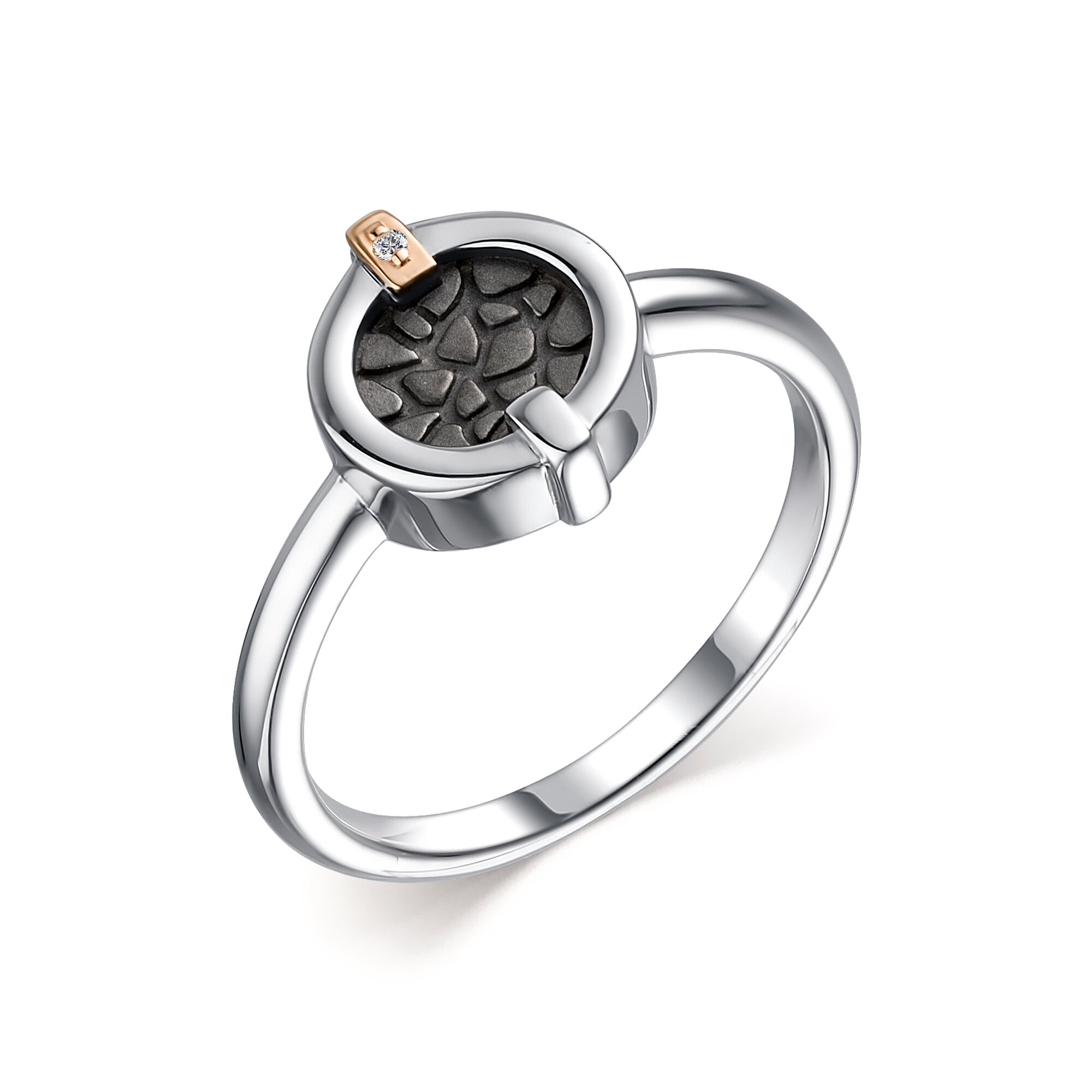 Кольцо, красное золото, серебро, 585, 925 проба, родирование, бриллиант