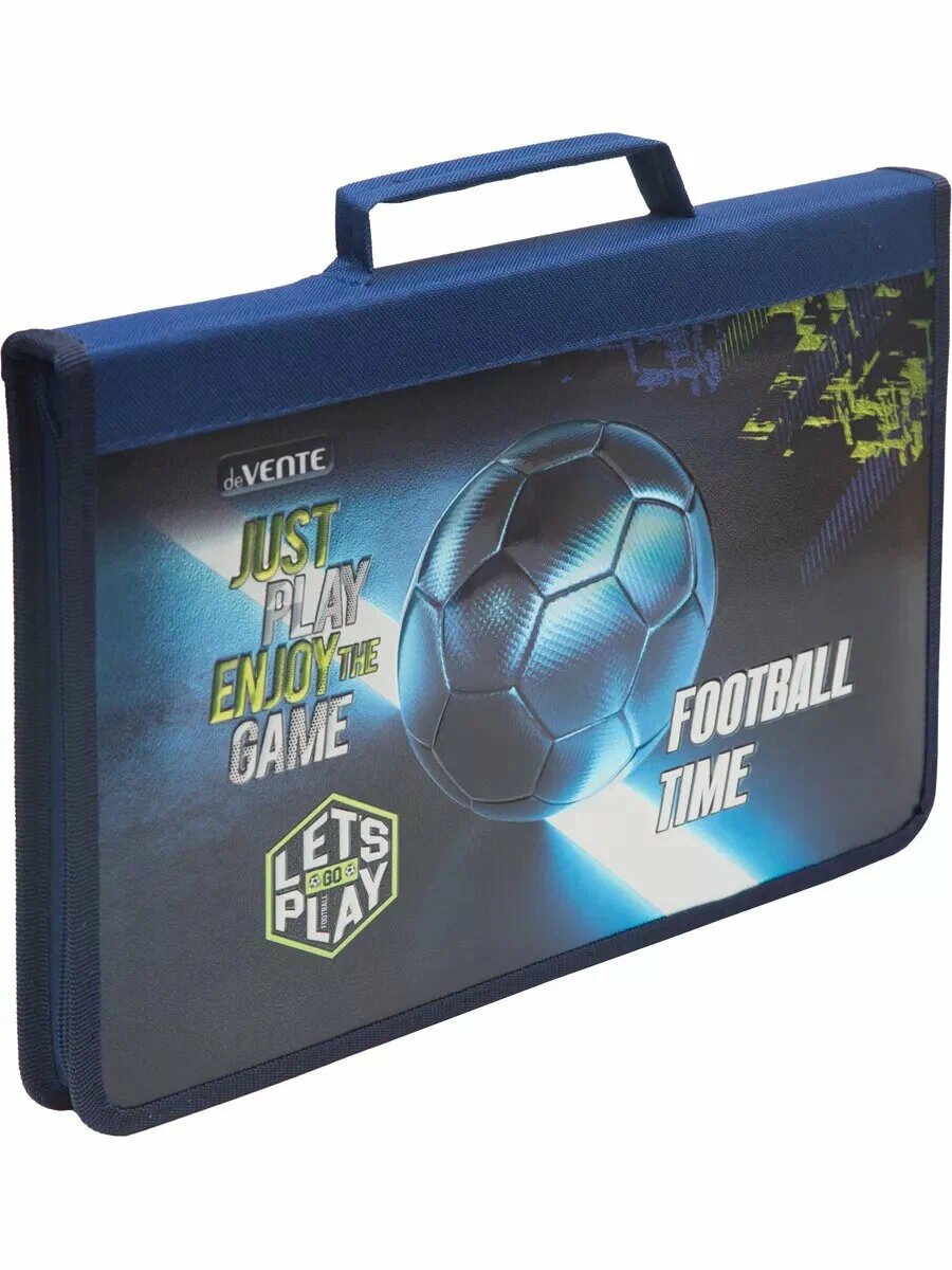 Папка DeVente, для изо и технологий, А4, на молнии, с ручкой, синяя