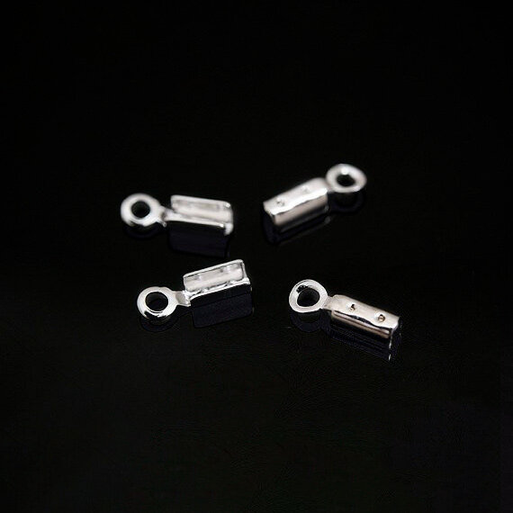 Концевики, 8х2.5мм (внутренний размер 1мм), Корея, обжимные, базовый материал - латунь, родий, пара