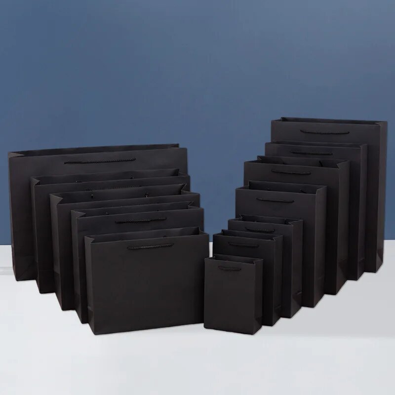 Подарочные бумажные пакеты merylover Черный, black, horizonta 27X 8X21CM