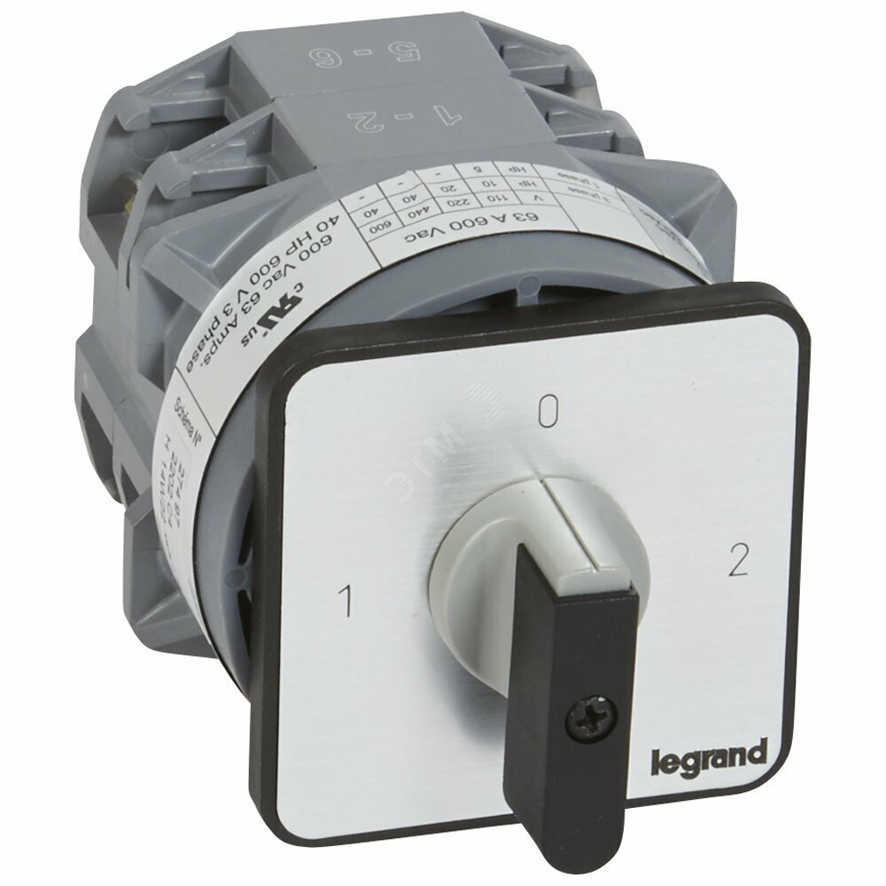 Переключатель PR63 2-полюсной Legrand кулачковый, с положением 0,90 27497 027497