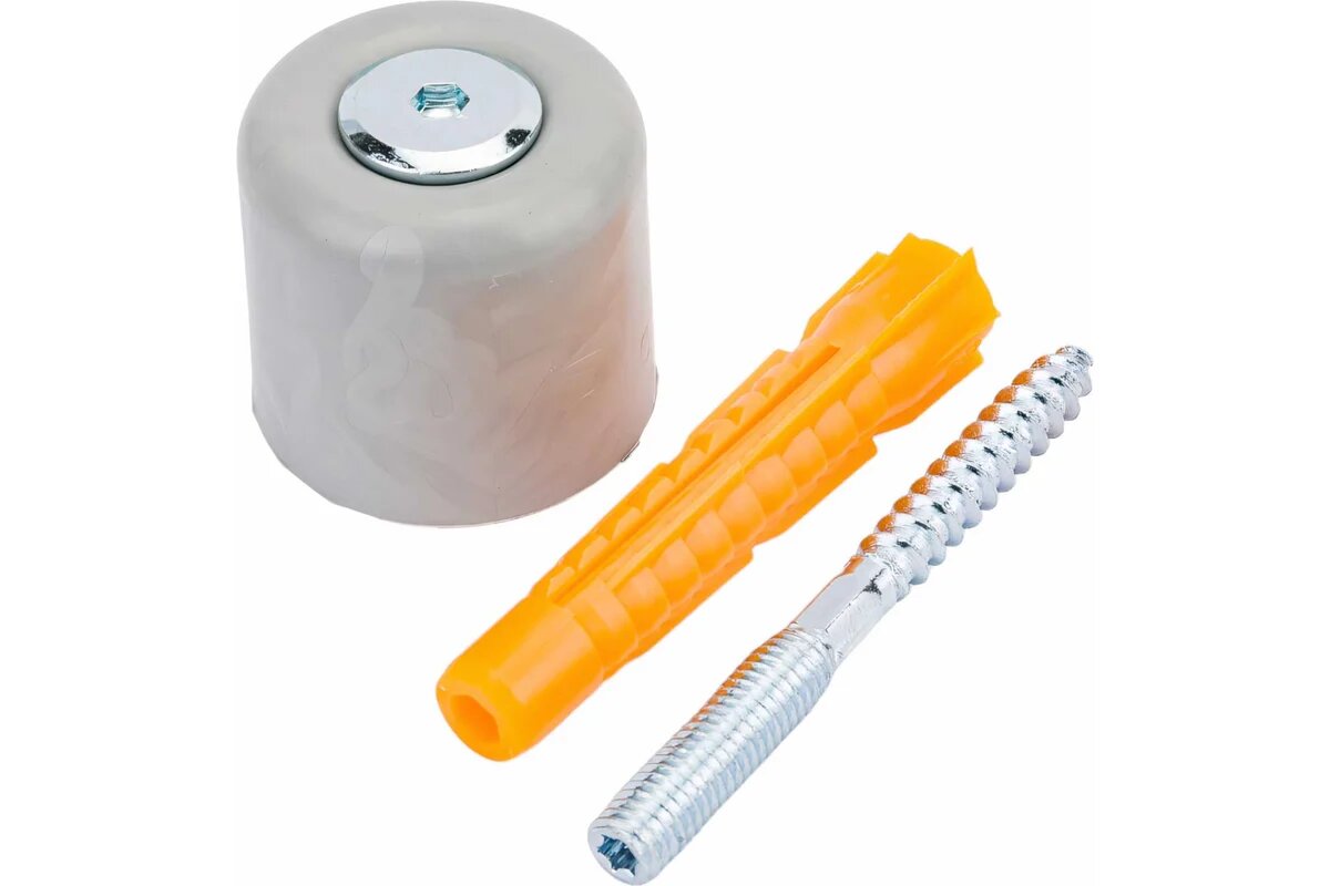 Демпферный ограничитель Левша 40x40 с крепежом серый У4-9581 для мебельной фурнитуры