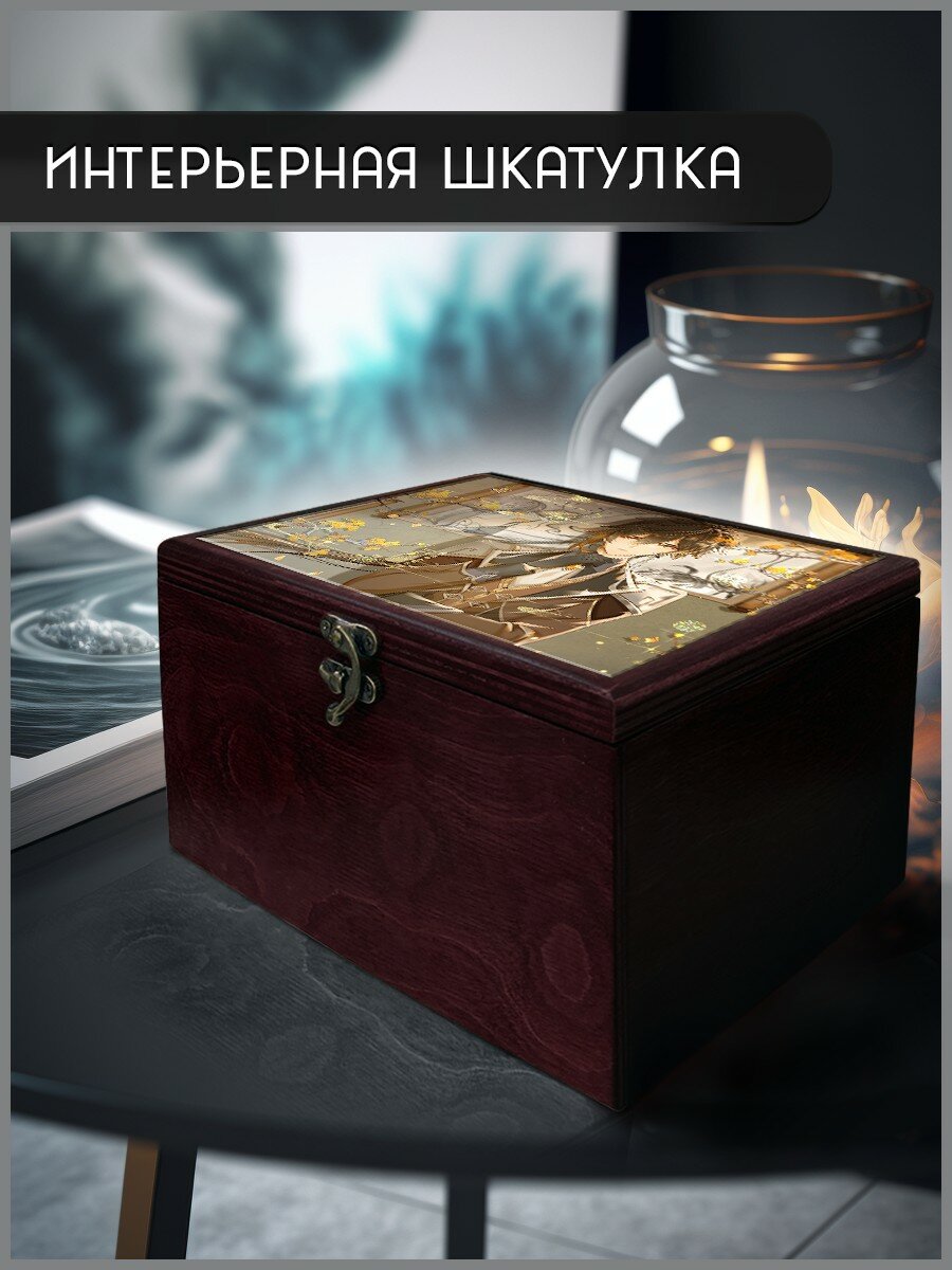 Шкатулка интерьерная вишня для украшений универсальная 22x17x12 см игра Genshin impact (Геншин импакт, Чжун Ли, PC, PS, Xbox, Switch) - 2082