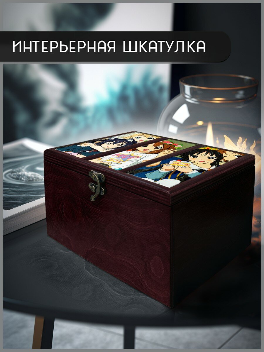 Шкатулка интерьерная вишня "Тройная" для украшений универсальная 22x17x12 см Аниме k on (Кэй он, аниме, anime, музыка, Юи, Мио, Рицу, Цумуги, Харухи Судзумия) - 930