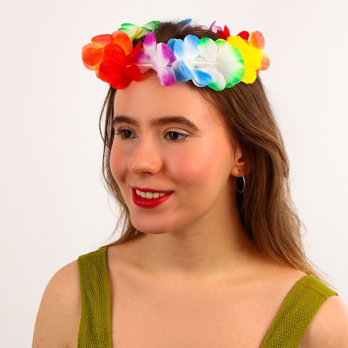 Венок карнавальный Страна Карнавалия Гавайский, световой, "Купуна", 3 режима подсветки