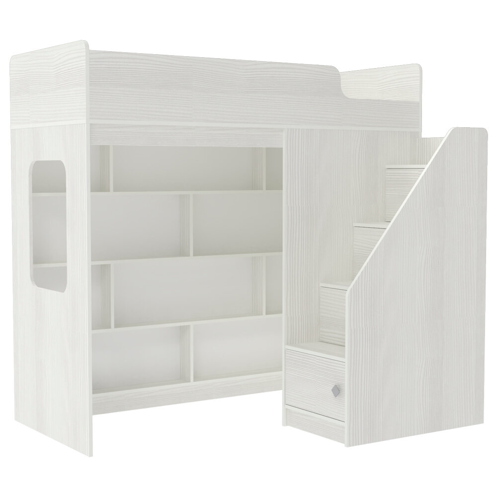 Кровать чердак Л-С603.3 75x175 Белое Дерево Белое Дерево