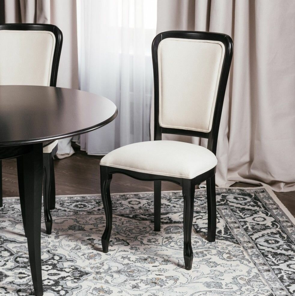 Стул деревянный дезире 41, массив бука, тон черный, белая замша эко