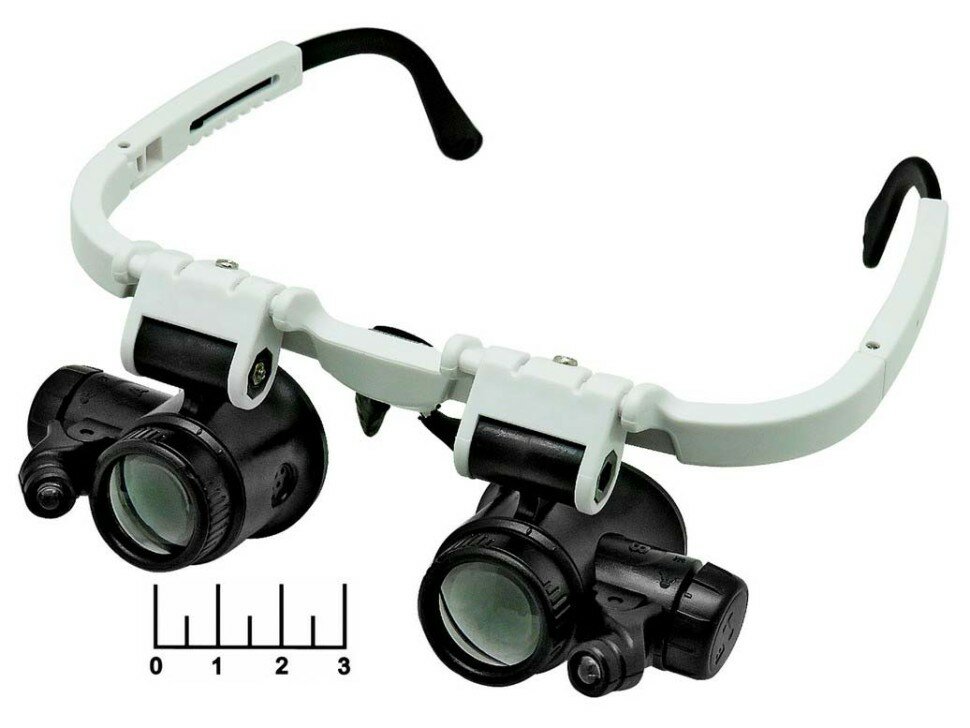 Лупа часовая 8*/15*/23* (наглазник) с подсветкой 9892H-1 сменные стекла OT-INL58