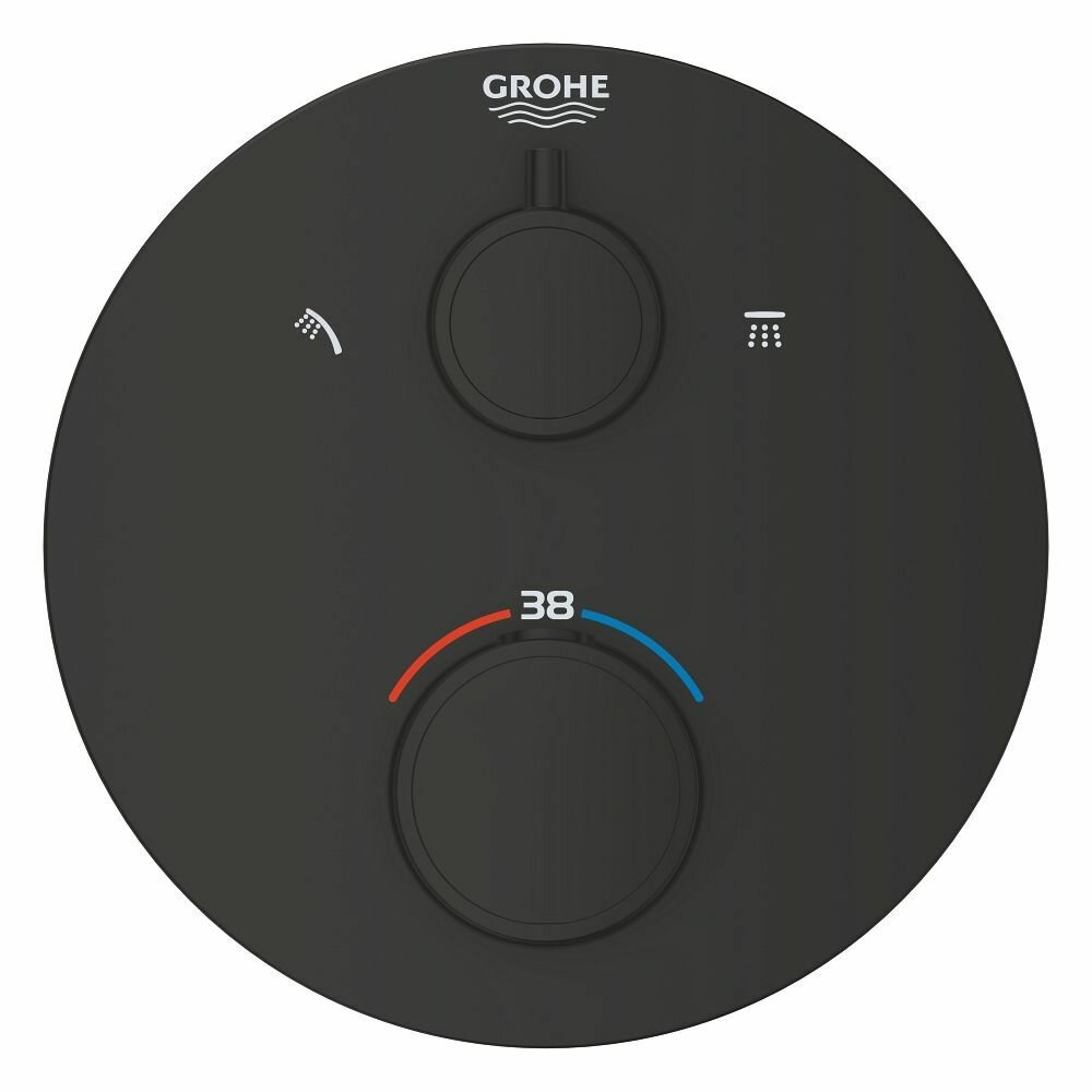 Термостат для душа GROHE Grohtherm на 2 потребителя, круглый, матовый черный (1022082430)
