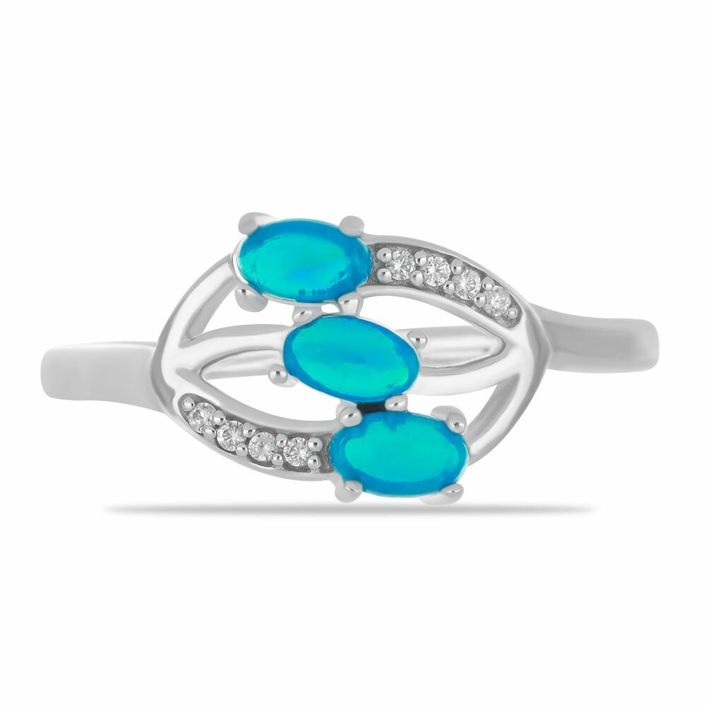 Кольцо дорожка, серебро, 925 проба, родирование, опал, циркон