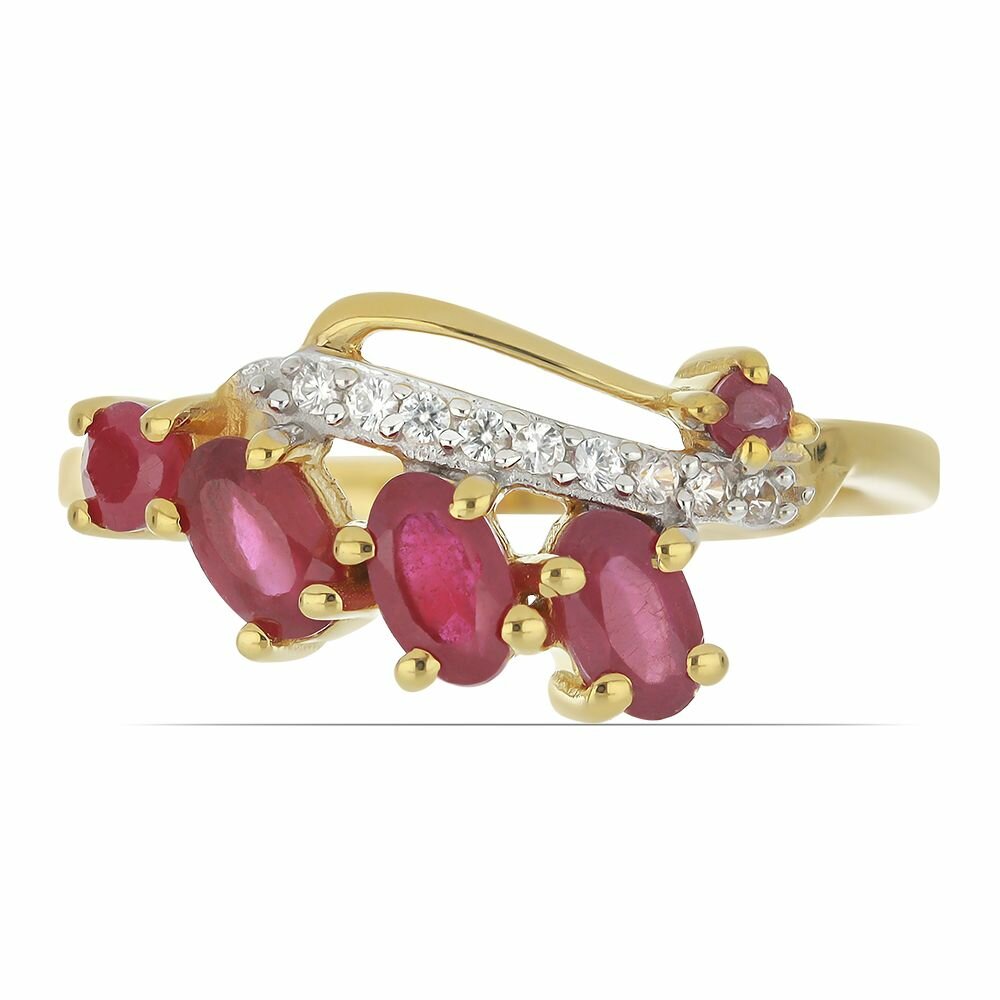 Кольцо, серебро, 925 проба, циркон, рубин