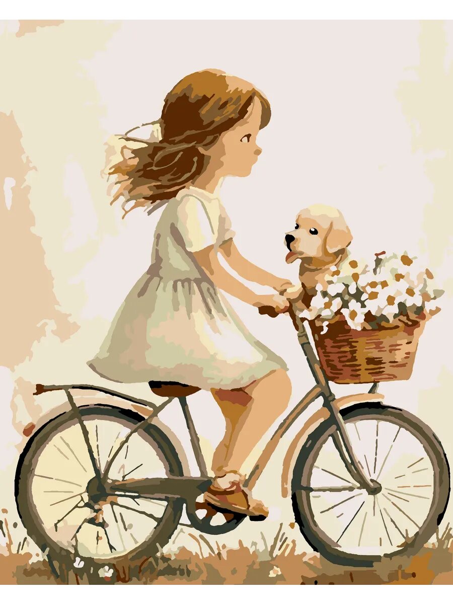 Картина по номерам Тут рисуют "Лабрадор и девочка", холст на подрамнике, 40x50 см