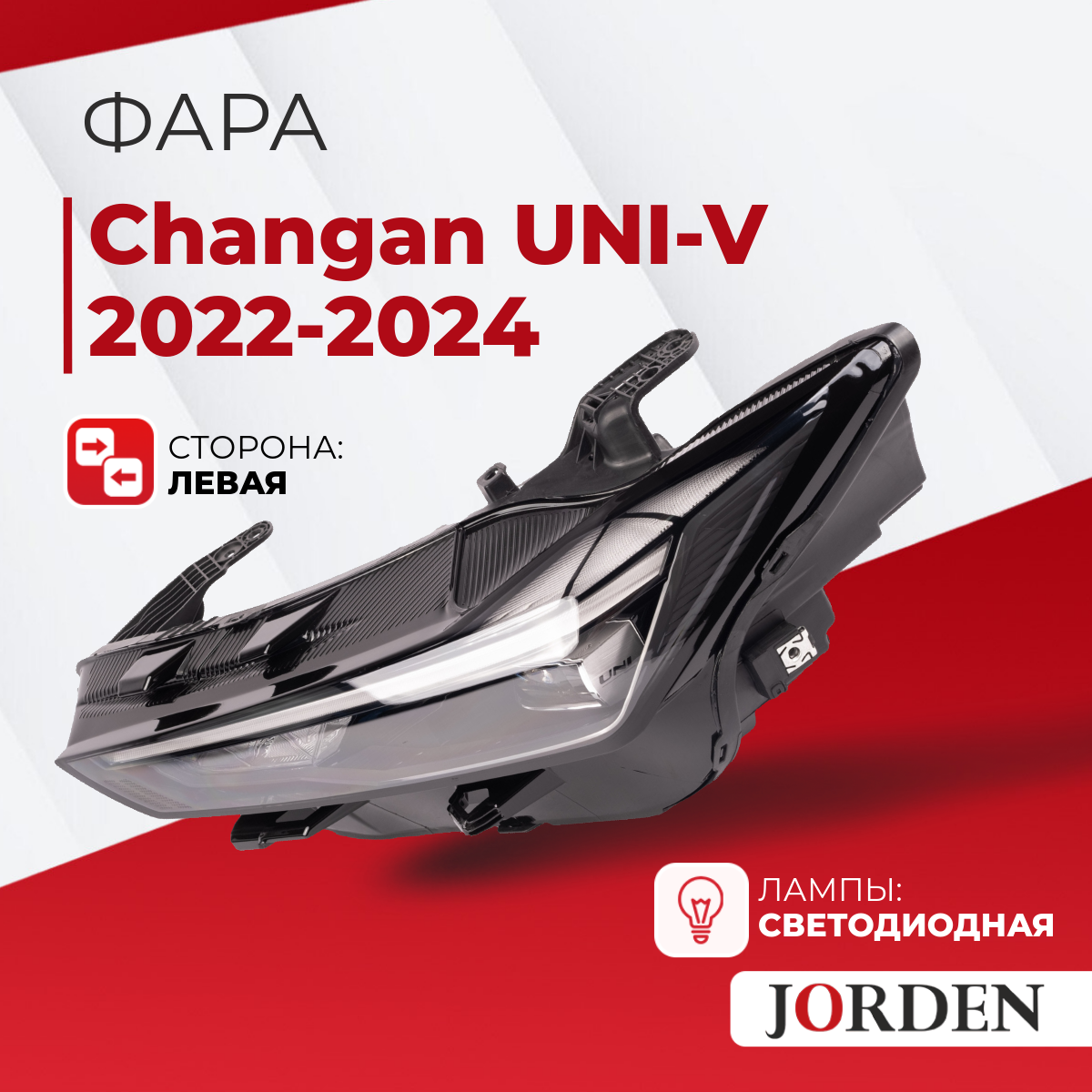 Фара Чанган юни в Changan UNI-V 2022-2024 левая диодная led линзованная автомобильный фонарь головного света ближний дальний