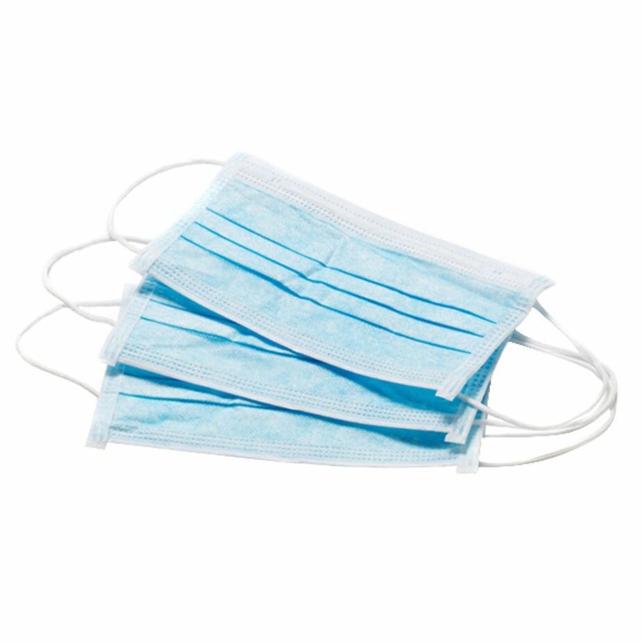 Маски трехслойные голубые нестерильные (200шт/уп)
