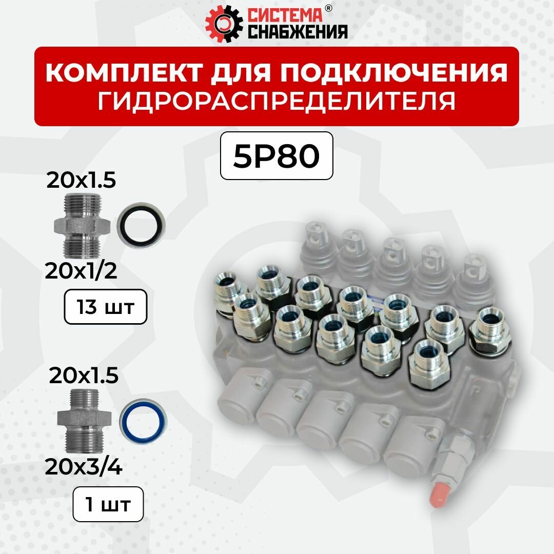 Комплект подключения гидрораспределителя 5P80 20х1,5+20х1,5