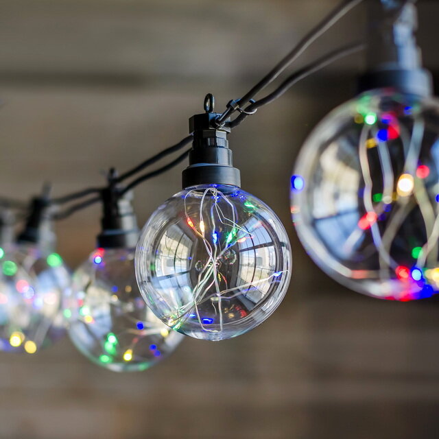 Гирлянда из лампочек Neptune, 10 ламп, разноцветные микро LED, с мерцанием, 4.5 м, черный ПВХ, соединяемая, IP44, Kaemingk, 490183