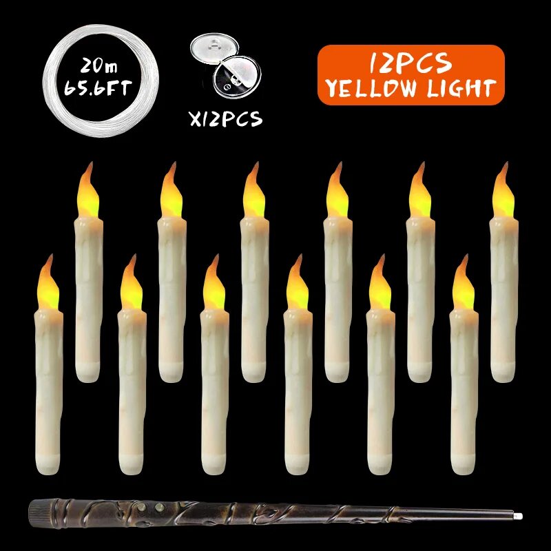 Дистанционно управляемые светодиодные плавающие свечи теплый свет Yellow 12PCS