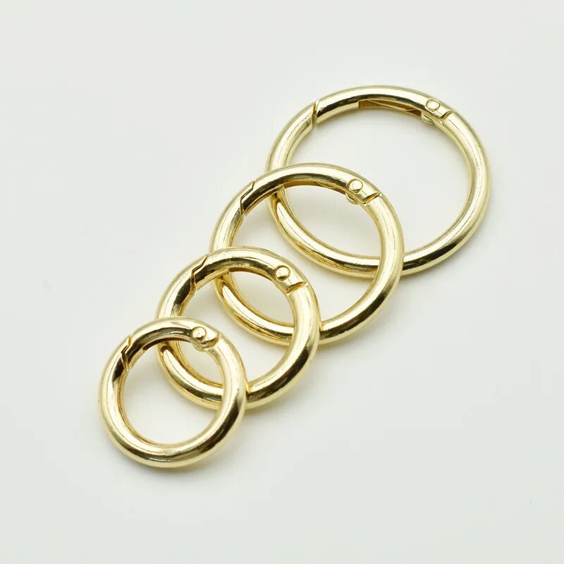 Металлическая пружинная застежка-кольцо QIMONTON 10mm 8pcs, Золото