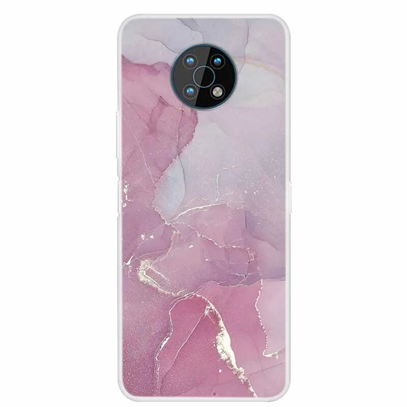 Чехлы для Nokia G50 G20 G10 G300 Мягкие силиконовые чехлы для телефонов Clear Marble для Nokia G50 5G Задние чехлы-бамперы для NokiaG20 G 50 5G Розовый, H10. CH.501, For Nokia G50