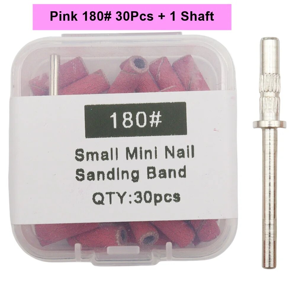 Набор шлифовальных банд для ногтей Pink 180# (30 шт + 1 Shaft)