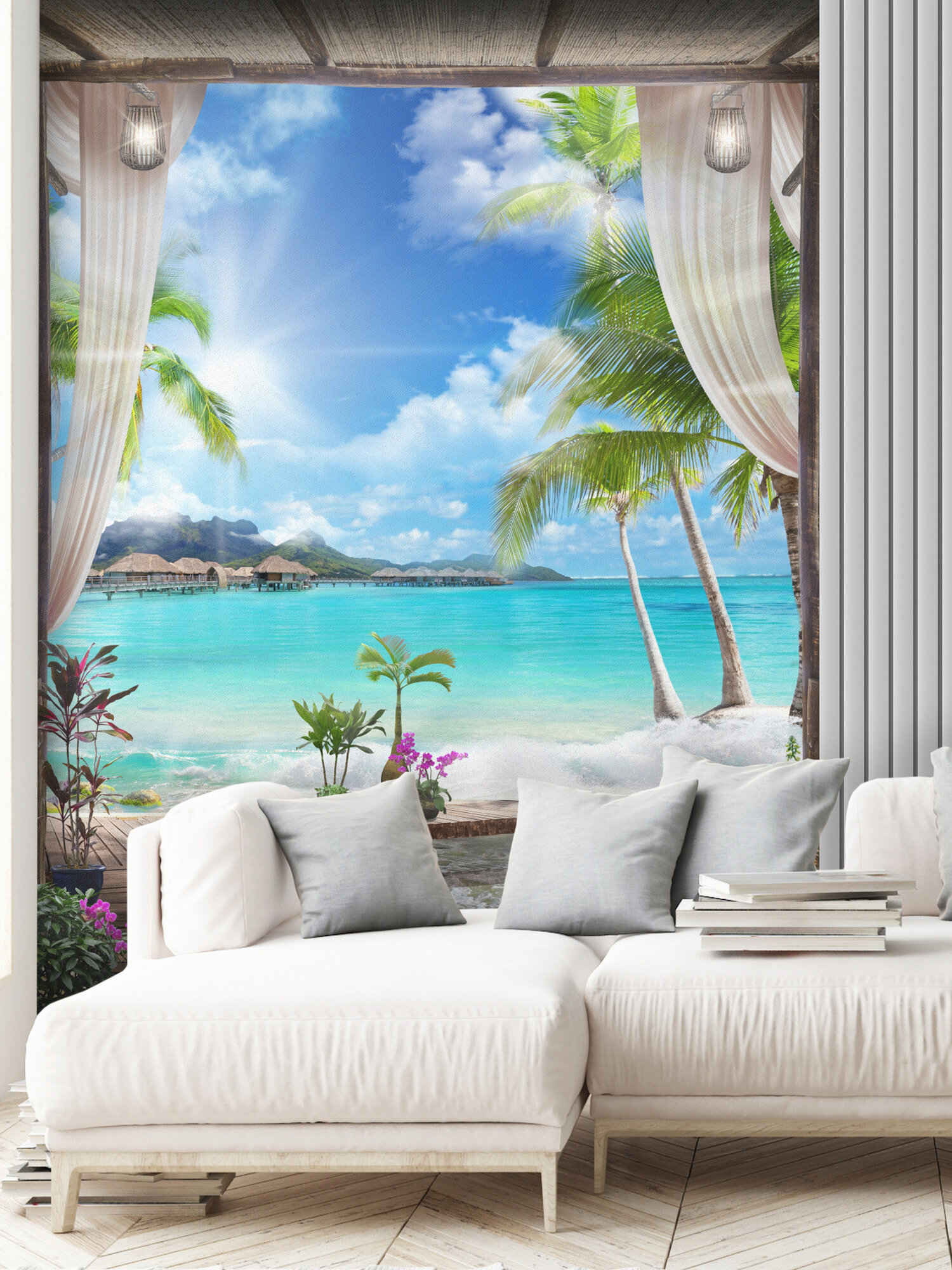 Фотообои фреска 200 х 270 см, "Вид на море"/ Обои на стену, в гостиную, спальню, для кухни