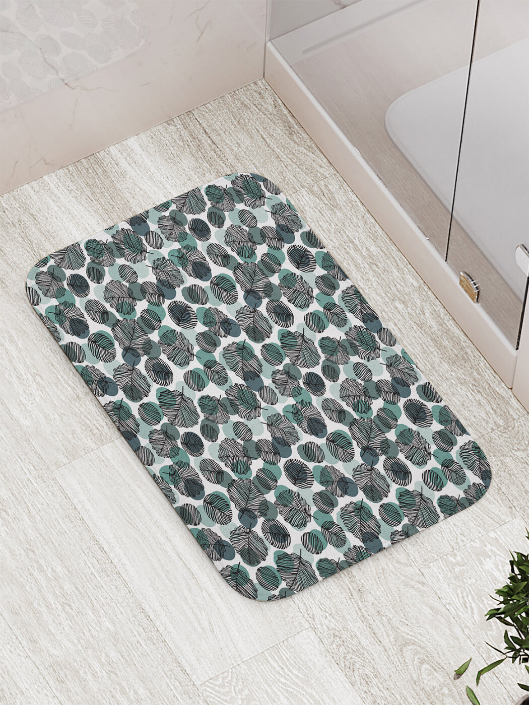 Коврик для ванной комнаты и туалета противоскользящий "Контурные листья" 52х77 см, JoyArty