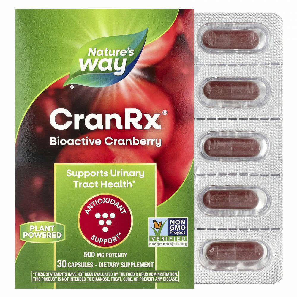 Nature's Way, CranRx®, биоактивная клюква, 500 мг, 30 капсул