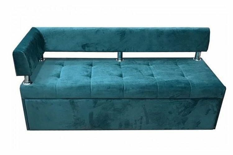 Диван-кровать Дельфин с подлокотником 200x62х80 бирюзовый микровелюр, левый