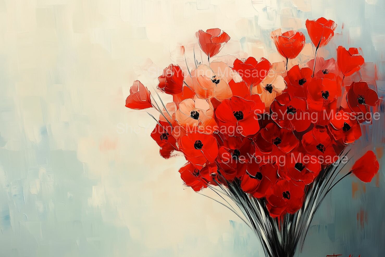 Открытка на День влюбленных "Сердце из маков", 10 x 15, крафт-конверт