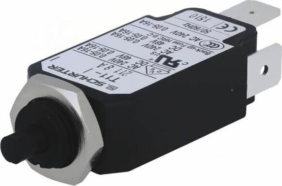 Выключатель SCHURTER T11-211-8A максимального тока, Uном 240В AC, 48ВDC, 8А, 10г, 1 шт