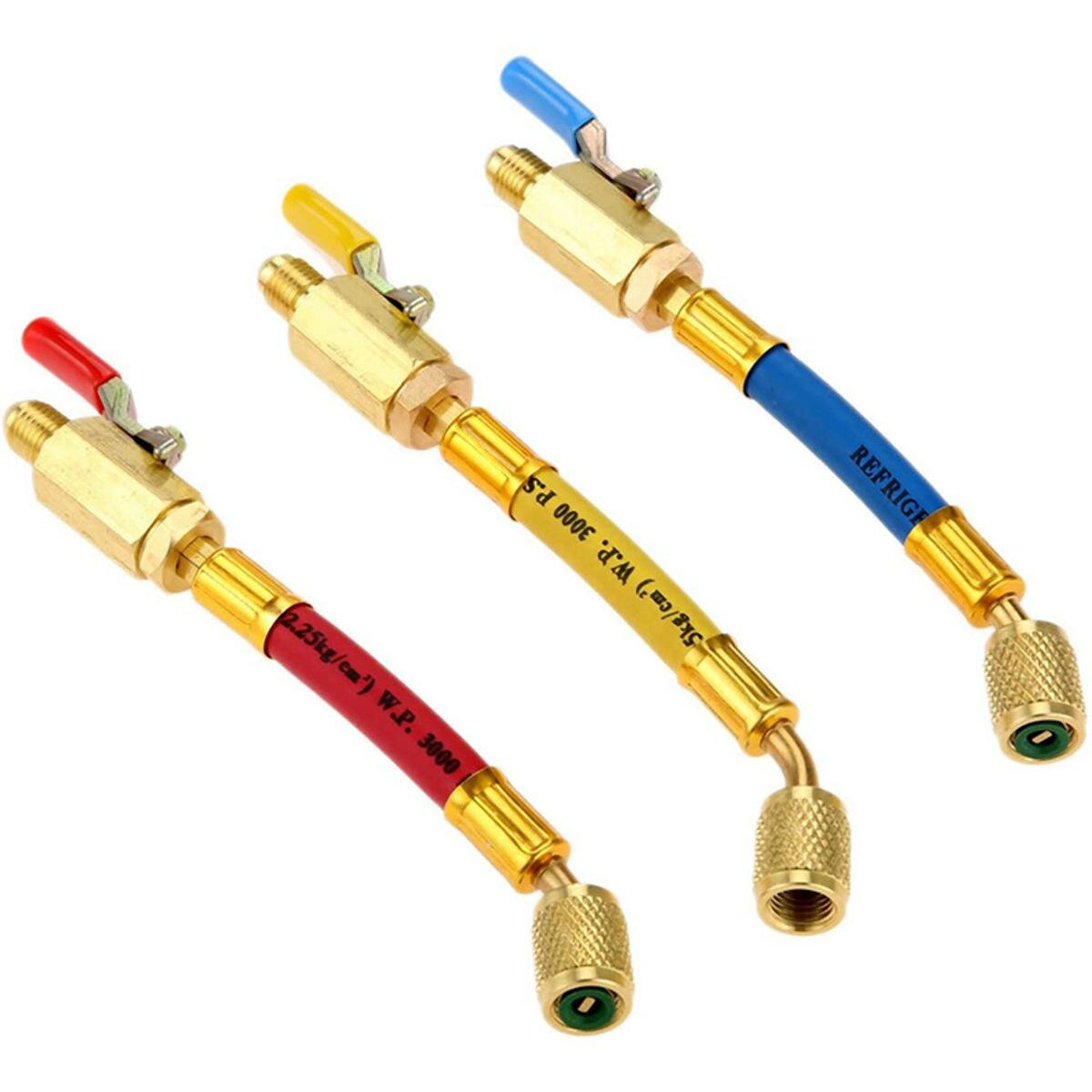 JINMY- R134A R410A R22 R12 Комплект зарядных шлангов и шаровых клапанов Кодированные шланги Шаровой клапан 1/4 дюйма SAE Резьба для обслуживания кондиционеров HVAC